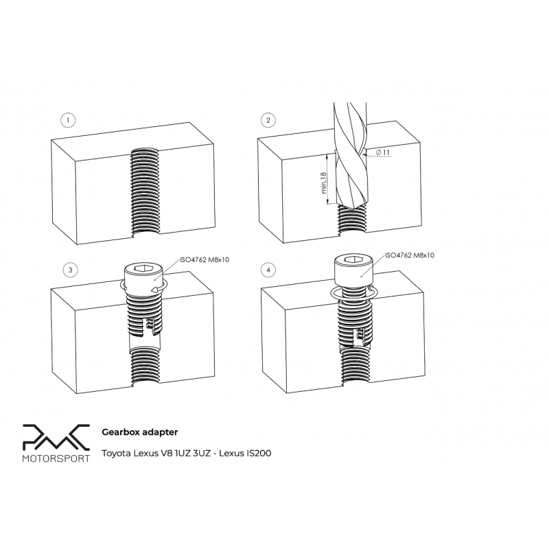Gearbox adapter Plate Toyota UZ - Toyota Altezza / Lexus IS200 J160 ...