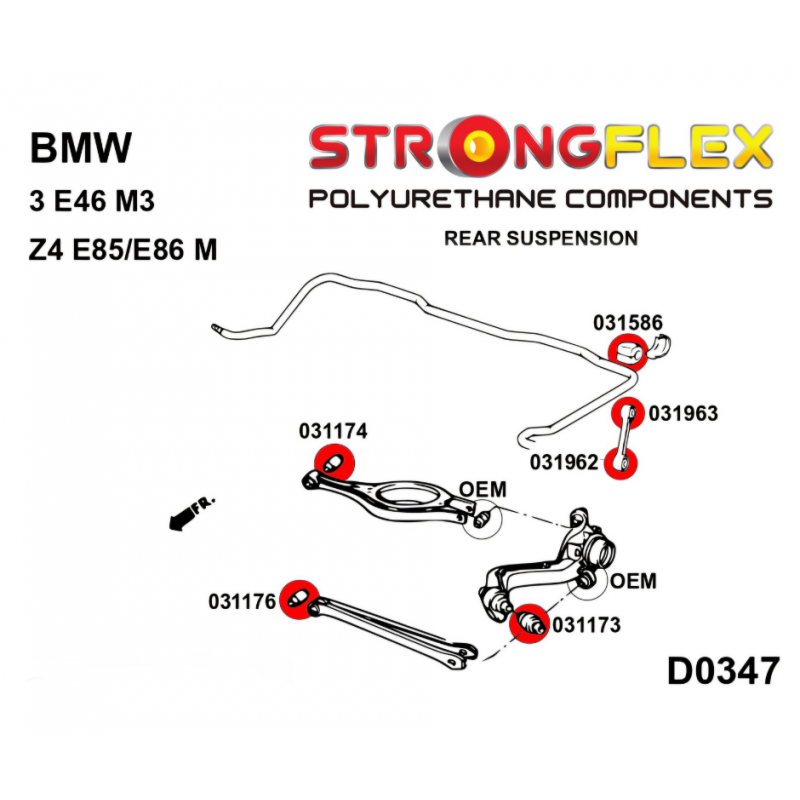Strongflex Rear trailing arm front bush polyurethane sport BMW E36 E46 ...
