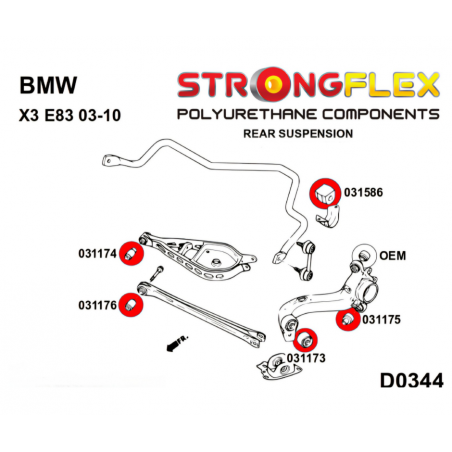 Strongflex Rear trailing arm front bush polyurethane sport BMW E36 E46 ...