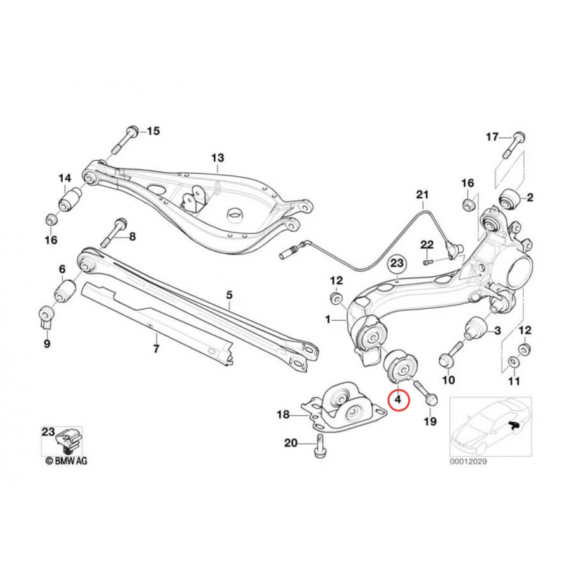 Aluminium trailing arm bushing No.4 BMW E36 E46 Uniball