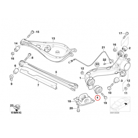 Aluminium trailing arm bushing No.4 BMW E36 E46 Uniball