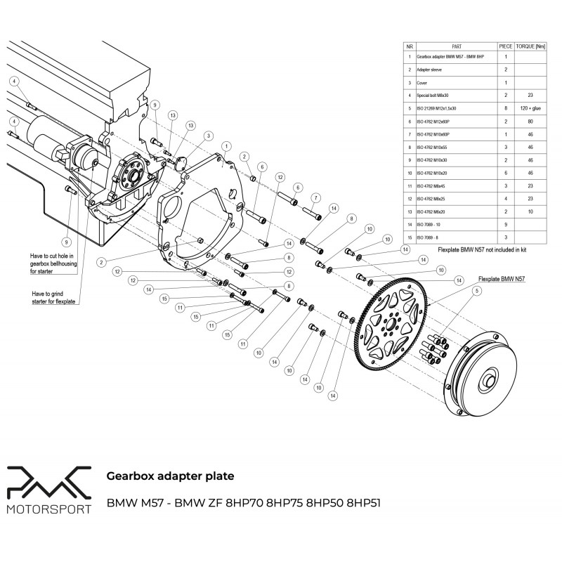 Gearbox Adapter plate BMW M57 3.0D - BMW ZF 8HP / GS6-53DZ