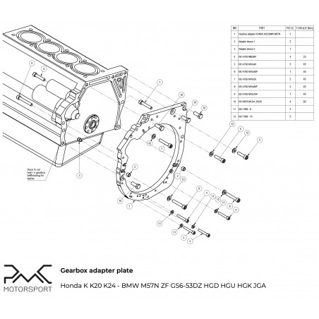 Gearbox Adapter Plate Honda K - BMW Manual / automatic DCT 8HP RWD