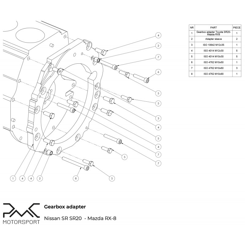 Gearbox Adapter Plate Nissan SR - Mazda RX-7 RX-8