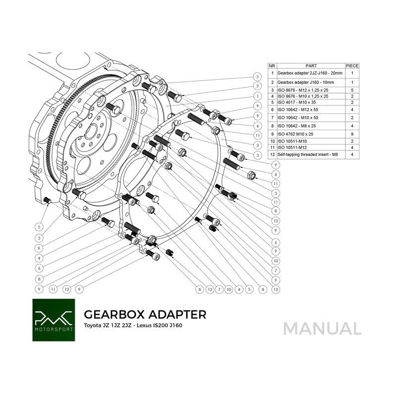 Gearbox Adapter Plate Toyota JZ 1JZ 2JZ- Toyota Altezza / Lexus IS200 ...